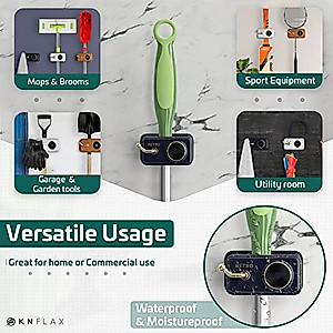 KN FLAX Broom Holder Wall Mount Self Adhesive Broom Gripper, Cleaning Supplies and Household Hanger for Storage, Laundry and Apartment Room, Must Have Organizer, Multi-Functional Holders - Green