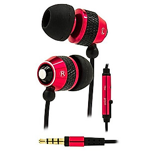 Bastex Universal Red Earphone/Ear Buds (3 pk),3.5mm Stereo Headphones in-Ear,Tangle Free Cable, with Built-in Microphone Earbuds for iPhone iPod iPad Samsung Android Mp3 Mp4 and More