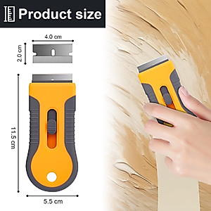 Razor Blade Scraper Tool with 15pcs Extra Blades, Multi-Surface Glass Stove Top Scraper for Paint, Window, Old Label, Decal Sticker, Ceramic Cooktops, Ovens