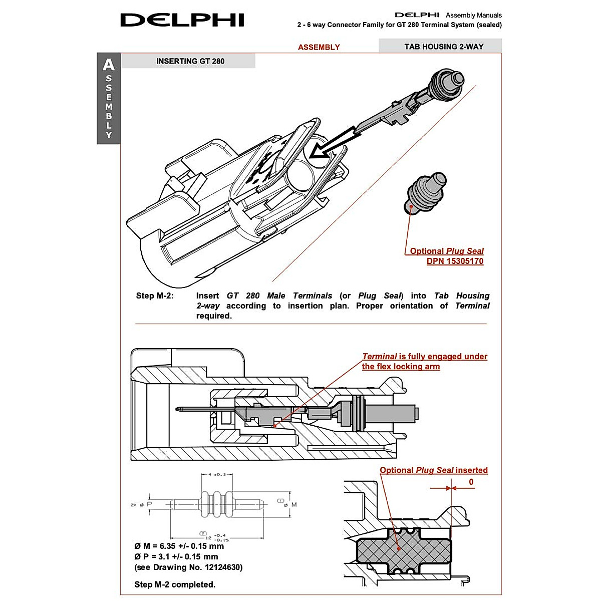 Aptiv 5-PIN GT-280 Series 25 Amps Sealed Connector Set Wire Gauge 16 18 GA