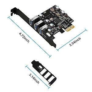 PCI-E to USB 3.0 4 Ports(1 X USB-C - 3 X USB-A) Expansion Card, PCI Express USB Add in Expansion Card, Internal USB3 Hub for Desktop PC Host Card Support Windows 10/8/7/XP and MAC OS 10.8.2 Above