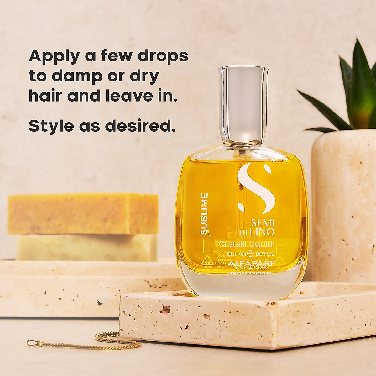 Alfaparf Milano Semi di Lino Sublime Cristalli Liquidi Hair Oil Serum with Thermal Protection - Anti Frizz Hair Serum & Smoothing Heat Protectant Spray with Vitamin E for Frizzy Hair (0.51 oz / 15 ml)