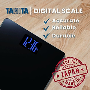 Tanita HD-366 Digital Weight Scale - 440 lbs Capacity - Japan Technology Accurate Digital Weight Scale - Step On Operation, Stylish Design with Reverse Blue Lit LCD Display & 8mm Thick Tempered Glass