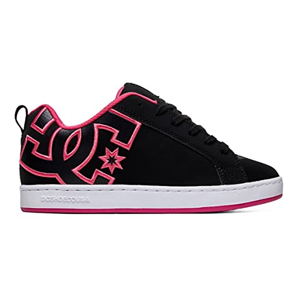 DC Shoes Women's Low-Top Sneakers, Black Pink Stencil, 8