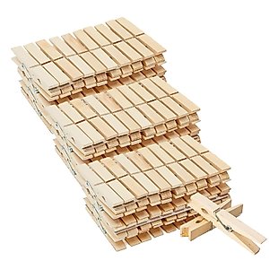 OBTANIM 100 Pack Wooden Clothespins 4 Inch Heavy Duty Clothes Clips for Hanging Clothes Art, Crafts, Photo Outdoor Pictures Displays