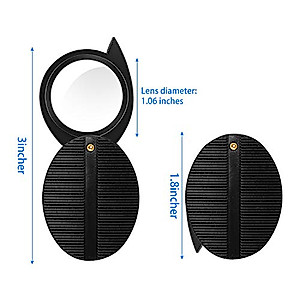 10X Folded Pocket Magnifier Mini Magnifying Glass Handheld Rotating Magnifier for Reading Newspaper, Book, Magazine, Science Class, Hobby, Jewelry (10 Pieces)