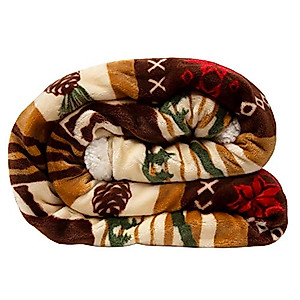 Carstens Soft Sherpa Plush Throw Blanket, Hinterland Collection 54" x 68"