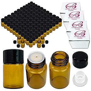 168 Packs Beauticom® 2ML Amber Glass Vial for Essential Oils, Aromatherapy, Fragrance, Serums, Spritzes, with Orifice Reducer and Dropper Top