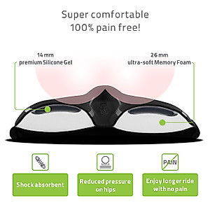 Ronux Bike Seat Cushion, Extra Soft Comfy Bicycle Seat Cover-Memory Foam & Gel, for Peloton Bike, Stationary, Exercise, Electric, Road & Mountain Bikes-Women & Men (Black)