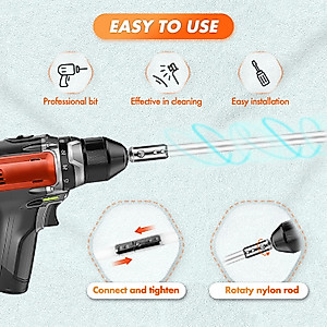 CLLVGOKD Chimney Sweep Kit 26FT Chrome Button Locking System Chimney Cleaning kit with 8 Reinforced Nylon Flexible Rods Snap Locking 45 Degree Angle Driven by Drill for Fireplace Flue Home Use