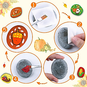 Fall/Thanksgiving Rock Painting Kit - Arts and Crafts for Kids Ages 8-12 - includes DIY Stones, Water Paint, Tattoos, Party Favors/Birthday Gifts/Toys/Creativity Classroom Activity for Girls Boys