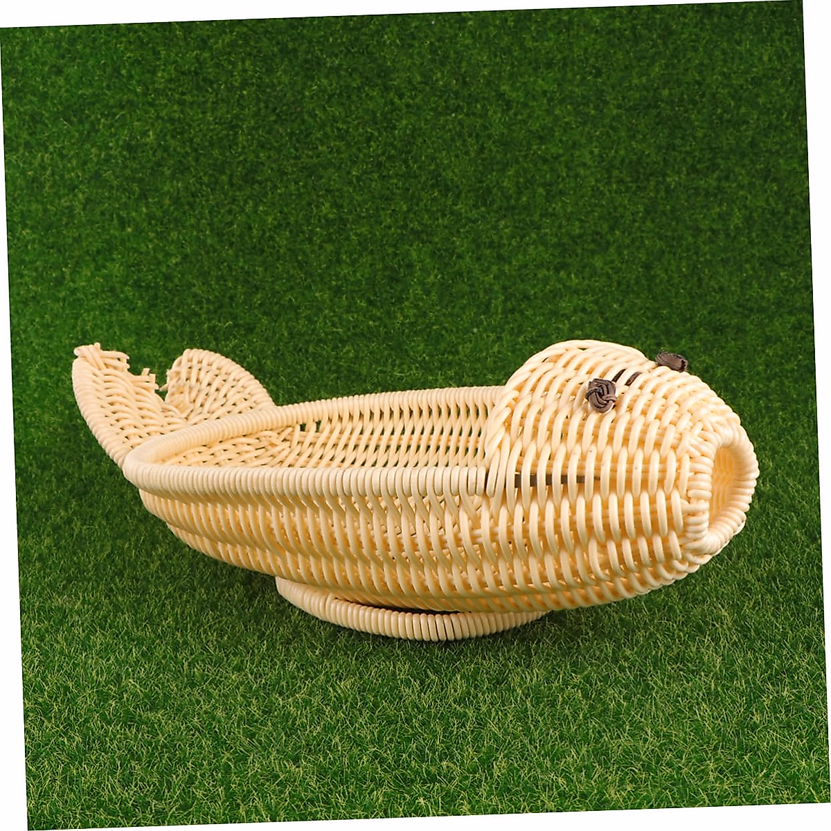 ibasenice Simulate Rattan Storage Basket To Weave Vegetable Basket Fish-shaped Rattan Basket Fruit Basket Bread Container Wedding Gift Hamper Simulated Rattan Bakset Bamboo Snack