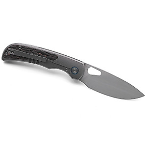 Miguron Knives M Moyarl Folding Knife 3.25" M390 Hand Ground Rubbed Satin Blade Titanium And Bronze Carbon Fiber Inlay Handle Pocket Knife MGR-621CBN