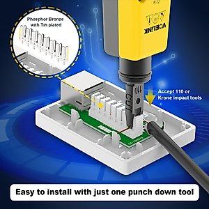 VCELINK Cat6 RJ45 Surface Mount Box Shielded 1-Port, Compatible with UTP Cat6/Cat5e/Cat5 Stranded or Solid Network Cables, 5-Pack, White