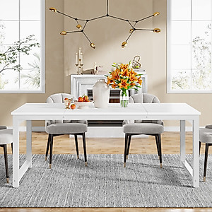 Tribesigns 71"x31.5" Dining Table, Industrial Kitchen Table for 6-8 Person, Rectangular Dinner Table for Dining Room Kitchen Living Room, with Heavy Duty Metal Legs, Rustic Brown