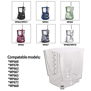 Replacement Parts for Waterflosser Oral Irrigator Dental Aquarius Compatible with Waterpik WP-660 WP-662 WP-670 WP-672 WP-665 WP-667 WP-663 WP-668 Reservoir Gasket Valve