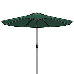 Greesum Patio Umbrella, Outdoor Market Table Parasol with Push Button Tilt, Crank and 8 Sturdy Ribs for Garden, Lawn Backyard & Pool, Green