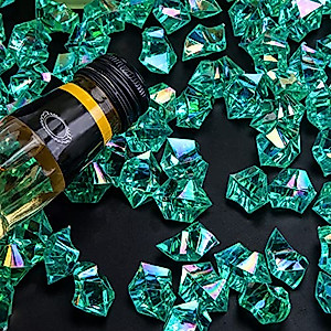 DomeStar Green Fake Crushed Ice Rocks, 180 PCS Fake Diamonds Plastic Gems Acrylic Clear Ice Rock Diamond Crystals for Vase Fillers Table Scatter Party Home Decoration Wedding Display