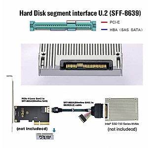chenyang CY PCI-E Express 3.0 4X to SFF-8639 U.2 U2 Kit to SFF-8654 Slimline SAS NVME PCIe SSD Adapter for Mainboard.