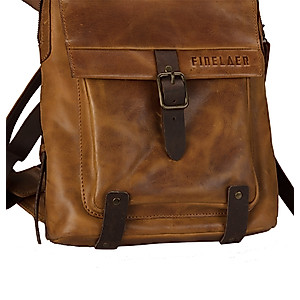 Finelaer Leather Hiking Backpack Purse For Women Laptop