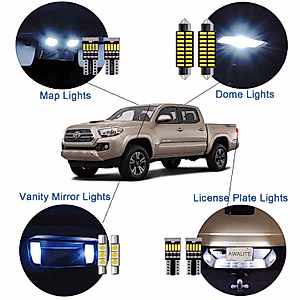 AWALITED 9pcs Tacoma Interior LED Lights Kit for 2023 2022 2021 2020 2019 2018 2017 2016 Toyota Tacoma All Cab Size, Super Bright LED Map Dome Light Replacement Interior Lights Bulbs