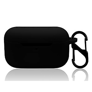 Geiomoo Silicone Carrying Case Compatible with Echo Buds 2nd Gen, Portable Scratch Shock Resistant Cover with Carabiner (Black)