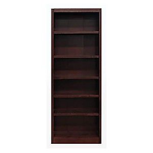 Traditional 84" Tall 6-Shelf Wood Bookcase in Espresso