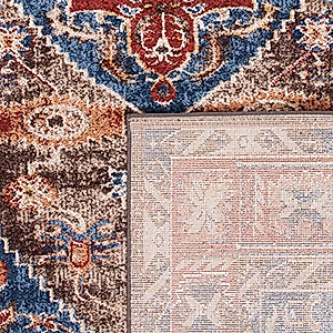 SAFAVIEH Bijar Collection 2'3" x 10' Brown / Royal BIJ621C Traditional Oriental Distressed Non-Shedding Living Room Entryway Foyer Hallway Bedroom Runner Rug