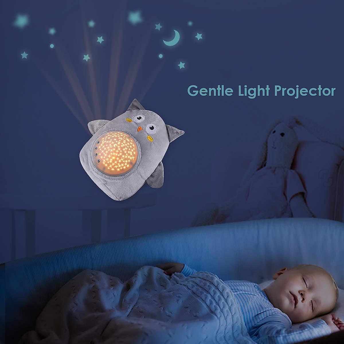 Baby Sleep Soother, Soothing Sound Machine Soft Owl Style with Projector＆Light Music, Sleep Toys Gift for Newborn Baby, Woodland Baby Shower for 0+ Boys or Girls