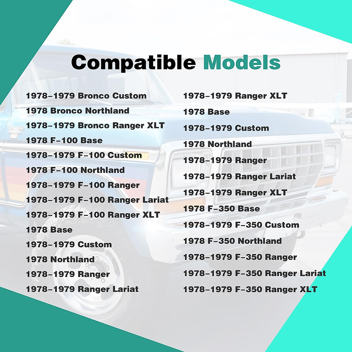 CarPartsDepot Front Chrome Frame Grille Assembly Grill Compatible With Ford F-100/ F-250/ F-350 /Bronco 1978 1979 FO1200111 D8TZ8150C