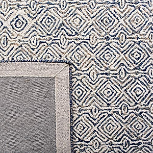 SAFAVIEH Micro-Loop Collection 9' x 12' Navy/Ivory MLP526N Handmade Premium Wool Area Rug