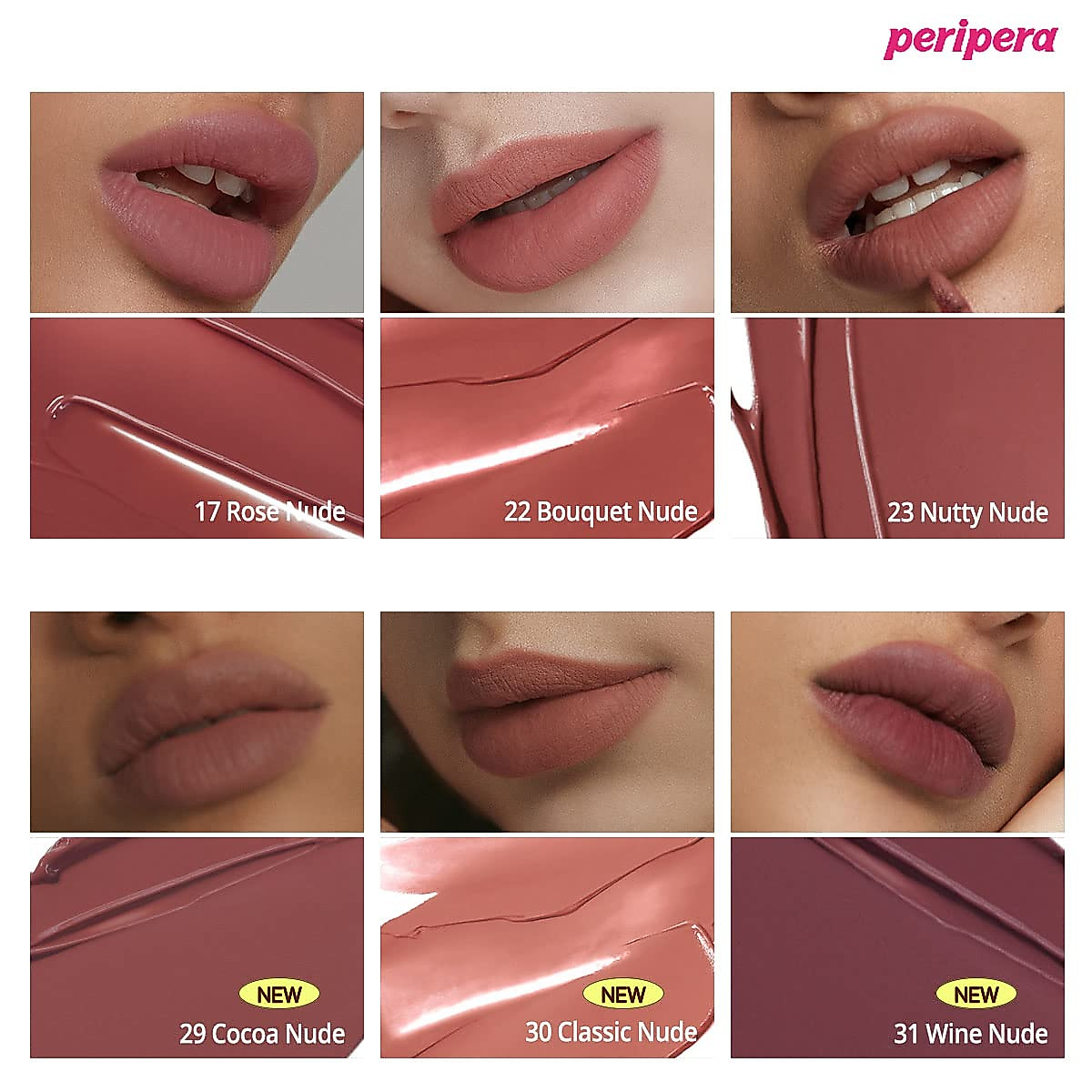 Peripera Ink the Velvet Lip Tint | High Pigment Color, Longwear, Weightless, Not Animal Tested, Gluten-Free, Paraben-Free | NICE TO MEET NUDE, 0.14 fl oz*3