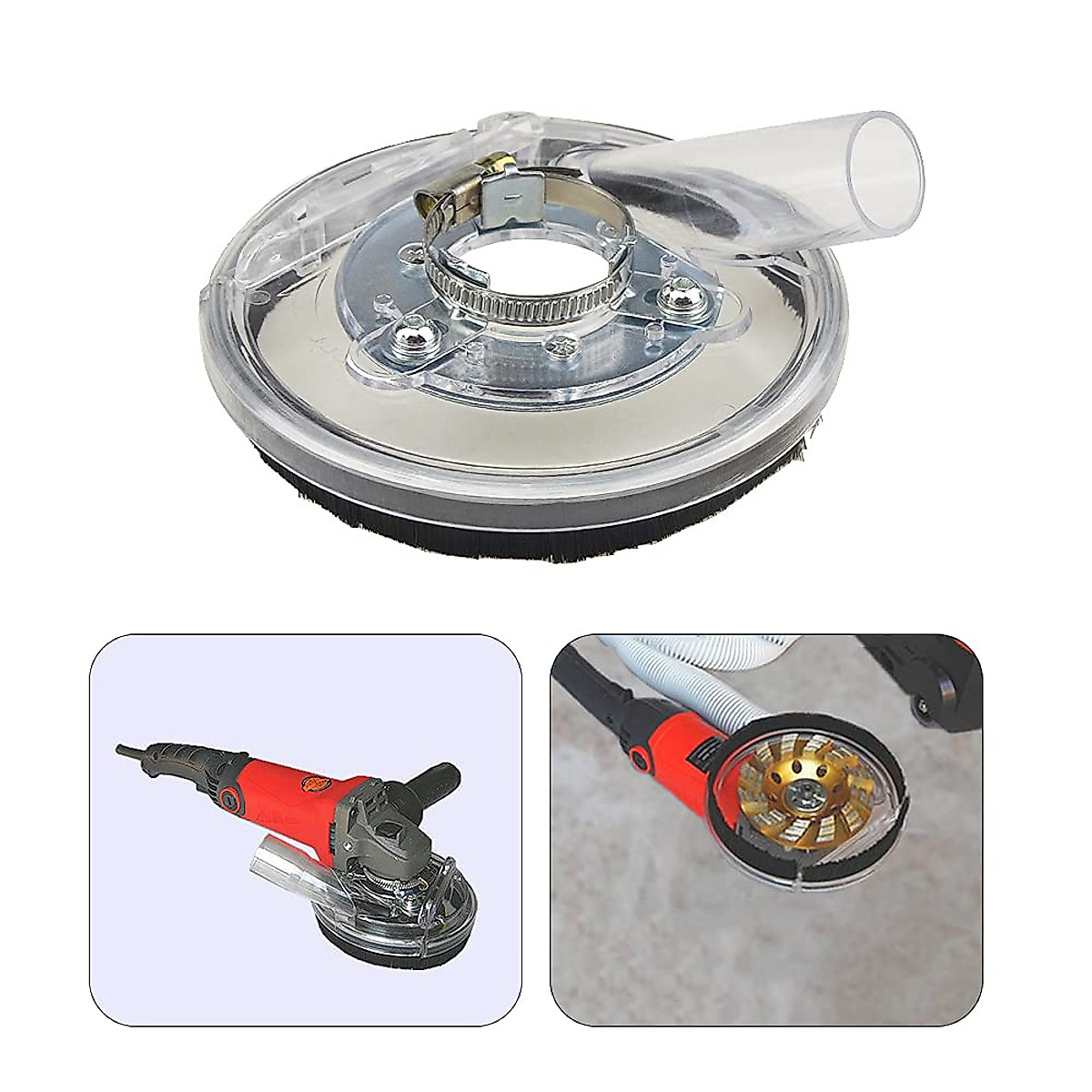 XINGYHENG Dust Shroud Kit Dry Grinding Dust Cover 100-150mm Adjustable Angle Grinder with 4 Inch Concrete Diamond Grinding Cup Wheel