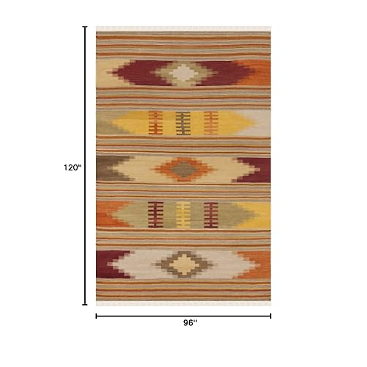 SAFAVIEH Kilim Collection Area Rug - 8' x 10', Red & Multi, Handmade Southwestern Tribal Wool, Ideal for High Traffic Areas in Living Room, Bedroom (NVK177A)