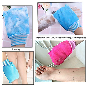 LissomPlume Exfoliating Bath Mitt Unisex Body Rubbing Gloves Scrub Shower Towel Green