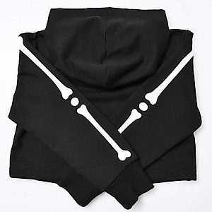 Perfashion Glow in the Dark Girls Skeleton Hoodie Kids Long Sleeve Halloween sparkly Skull Clothes Black 6T 7T