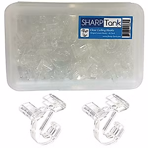 SHARP TANK Clear Hinged Ceiling Hooks - 40 Pack of T-Bar Track Clips for Suspended Ceilings - Hooks for Hanging Classroom Decorations, Office Signs, Plants - Holds up to 10 lbs