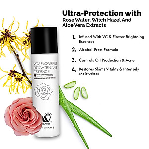 WBM Beauty Natural Soothing Radiance Facial Toner| Alcohol Free with Rose Water and Aloe Vera | Organic Anti Aging Ingredients for Sensitive Skin, Combination, Acne | Skin Toner 4.9 Oz /140 ml