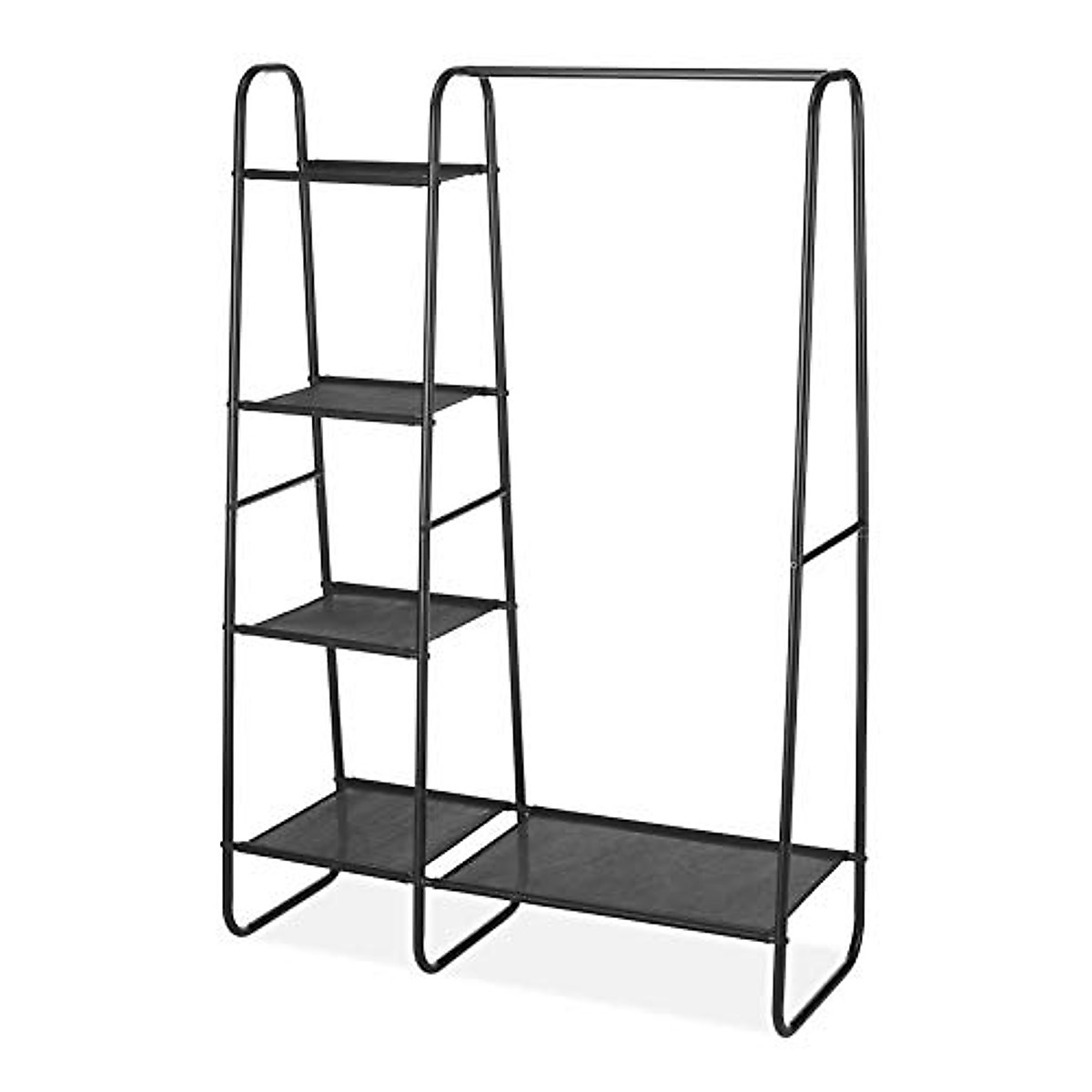 Whitmor Freestanding Wardrobe w/Fine Mesh Fabric Shelves for Portable Clothing Storage, Black