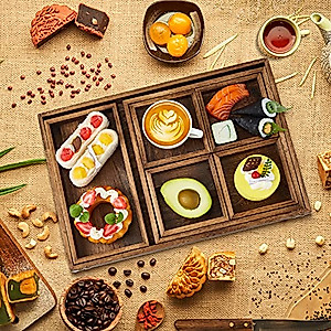 2 Set of 14 Pcs Wooden Serving Trays with Handle Rectangular Nesting Multipurpose Trays Decorative Rustic Ottoman Tray Coffee Table Tray Sofa Couch Tray Wood Serving Platters for Breakfast in Bed