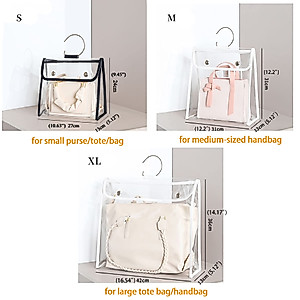 Holgosiu Handbag Dust Bag Clear Handbag Storage Transparent Handbag Organizer Clear Purse Storage Organizer Anti-dust Storage Bag for Closet PVC Handbag Dust Cover Clear Hanging Shelves, 3 Sizes