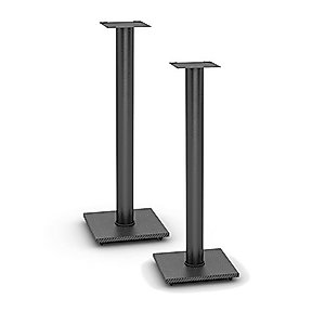 Atlantic Bookshelf Speaker Stands - Steel Construction, Pedestal Style & Built-in Wire Management, Support Bookshelf-Style Speakers up to 20 lbs. PN 77335799 - Black 2-Pack