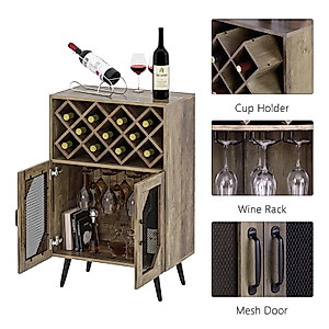 SogesGame Wine Cabinet Wine Storage Cabinet Liquor Cabinet Bar Wine Cabinet for Liquor, Freestanding Wine Rack with Glass Holder for Kitchen, Living Room, Dining Room