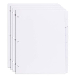 Amazon Basics 8-Tab Binder Divider, White Label Dividers with Easy Peel, 4-Pack