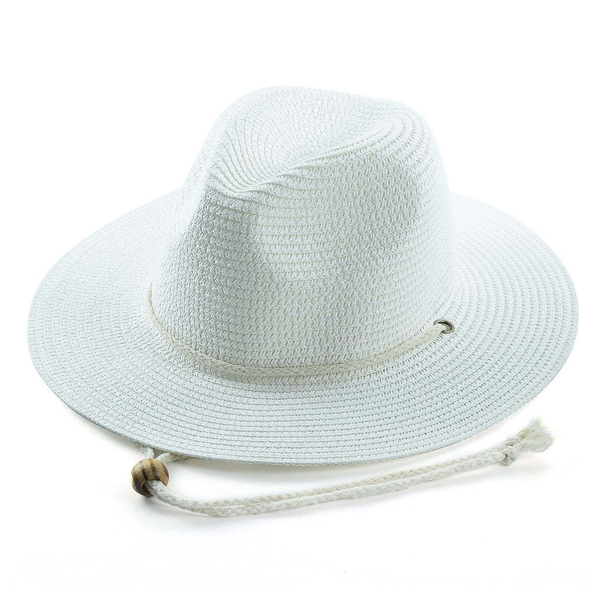 Koreshion Women Straw Panama Hat Summer Wide Brim Fedora Cap Beach Sun Hats UV UPF50+ White