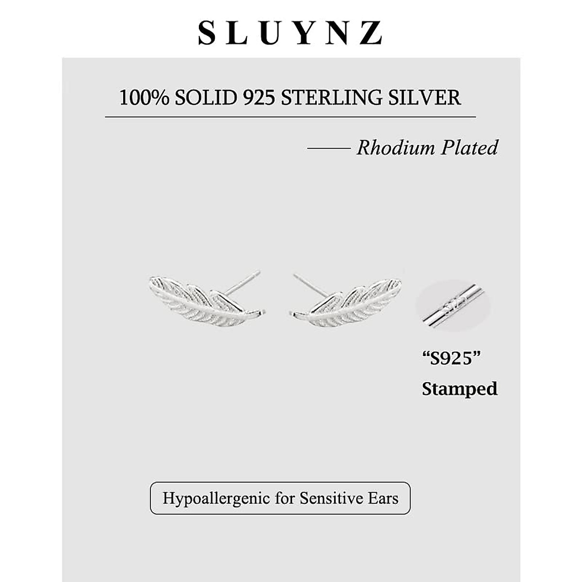 SLUYNZ Genuine 925 Sterling Silver Tiny Feather Studs Earrings for Women Sterling Silver Studs Earrings