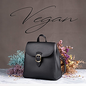 SUNLIGHT LEAVES Simple Vegan Leather Flap 3 Way Convertible Backpack For Women Classic Vintage Faux Leather Fashion Daypack (Black)