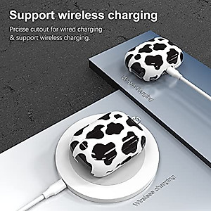 Lopnord for AirPods Pro Case Cute, Cover for AirPods Pro Case Cover Cute with Keychain for Women Girls, Hard Protective Skin with Keychain Pom pom Ball for Airpod Pro Charging Case Accessories(Cow)