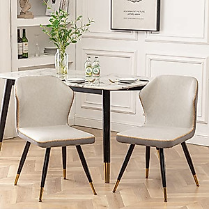 Apeaka Modern Upholstered Dining Chairs Set of 2, Armless Kitchen Dining Room Side Chairs, Home Desk Chair with Metal Legs Gray