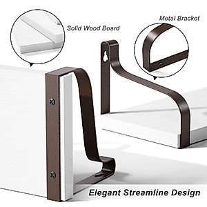 Love-KANKEI Floating Shelves for Wall Set of 3, Rustic Wood Wall Shelves for Bedroom, Living Room, Bathroom, Kitchen, Office Storage White Brown